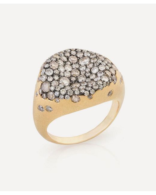 Nada Ghazal 18Ct Baby Malak Original Champagne Round Ring in White | Lyst