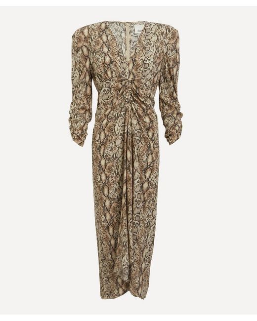 Isabel Marant Albini Silk-Blend Python Print Midi Dress in Natural ...