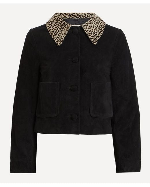 RIXO London Fiora Suede Jacket in Black | Lyst