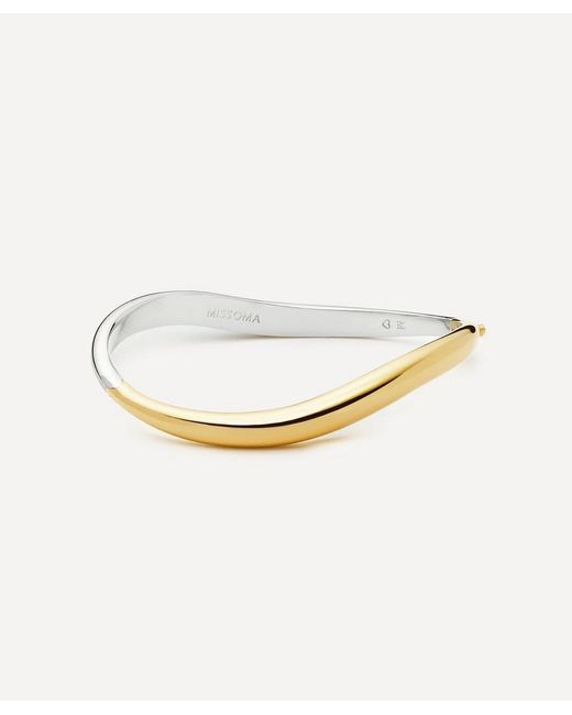 Missoma X Savi Mixed Metal Signature Hinged Bangle Bracelet in Metallic ...