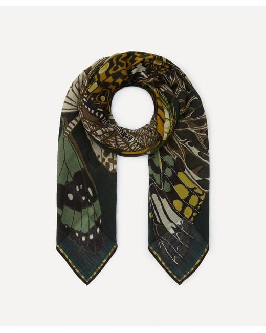Inoui Edition Papillons Print Wool Square Scarf in Green | Lyst UK