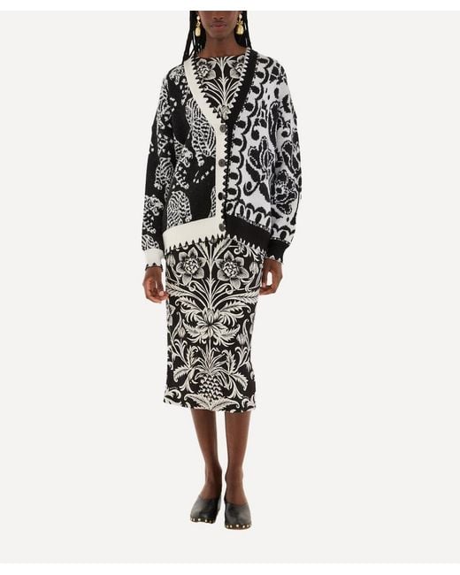 FARM Rio Mixed Striped Tigers Buttoned Knit Cardigan in White | Lyst UK