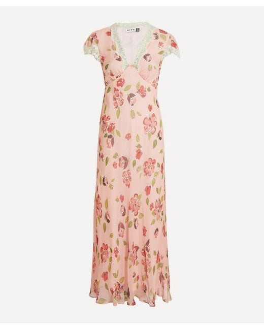 RIXO London Clarice Chiffon Midi Dress in Pink | Lyst UK