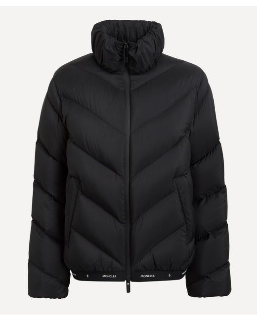Moncler Grignan Diagonal-Quilted Short Down Jacket in Black | Lyst