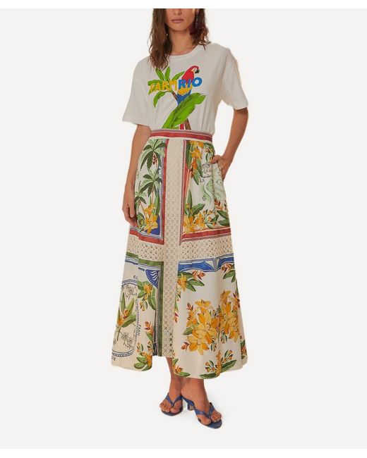 FARM Rio Tropical Destination Midi Skirt in Metallic | Lyst