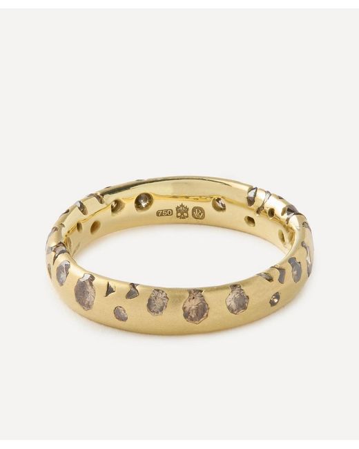 Polly Wales 18Ct Cognac Diamond Confetti Ring in Metallic | Lyst