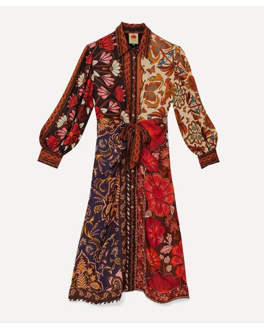 FARM Rio Miranda Mixed Scarves Multicolour Midi Dress in Red | Lyst