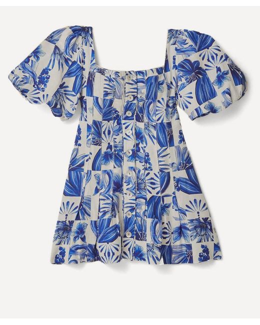 FARM Rio Garden Tiles Plaid Mini Dress in Blue | Lyst