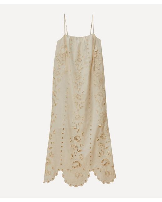 FARM Rio Off- Flowers Richelieu Linen Sleeveless Maxi Dress in Natural ...