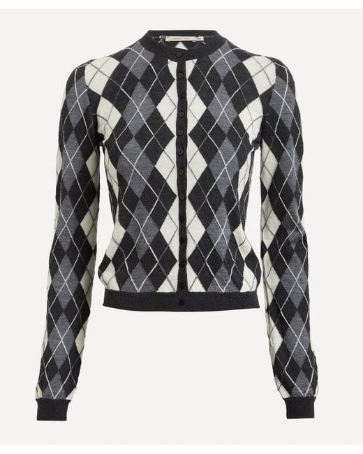 Paloma Wool Cheng Cropped Diamond Pattern Cardigan in Black | Lyst