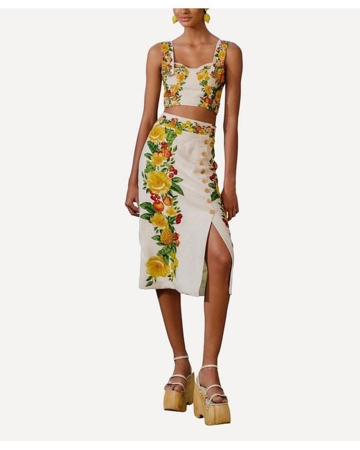 FARM Rio Off- Picnic Flowers Crop Top in Metallic | Lyst UK