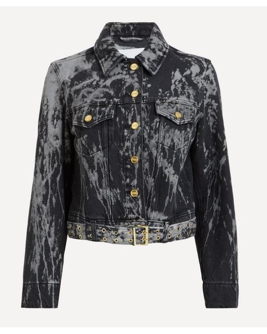 Ganni Heavy Denim Belted Jacket in Black | Lyst