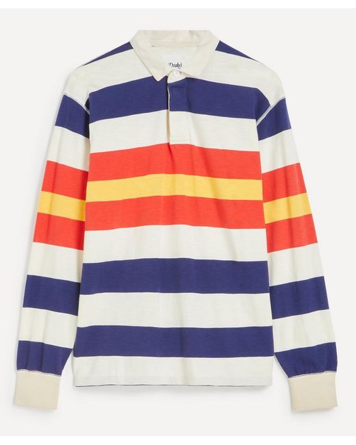 Drake's Flame Cotton Rugby Shirt in Blue for Men | Lyst UK