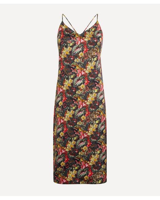 Liberty Leopard Silk-Satin Chemise in Black | Lyst