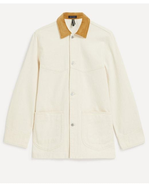 Drake's Denim Western Chore Jacket in White for Men | Lyst