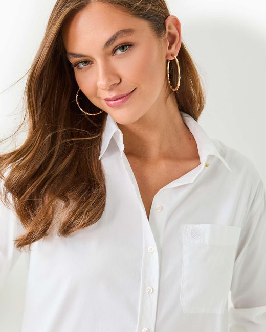 Lilly Pulitzer The Relaxed Lilly Shirt in White | Lyst