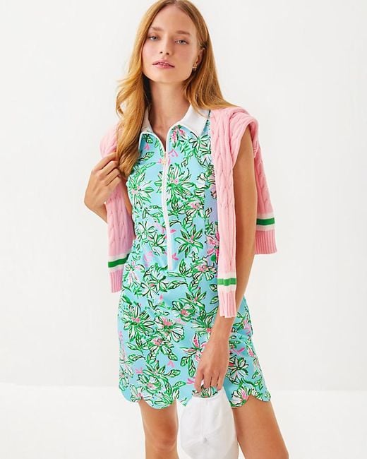 Lilly Pulitzer Upf 50+ Luxletic Kathy Scallop Dress in Green | Lyst