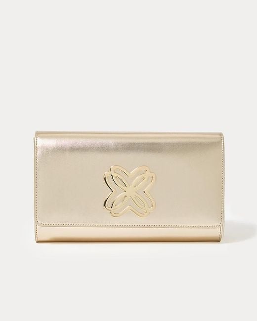 Lilly Pulitzer Brit Leather Logo Clutch in Natural | Lyst