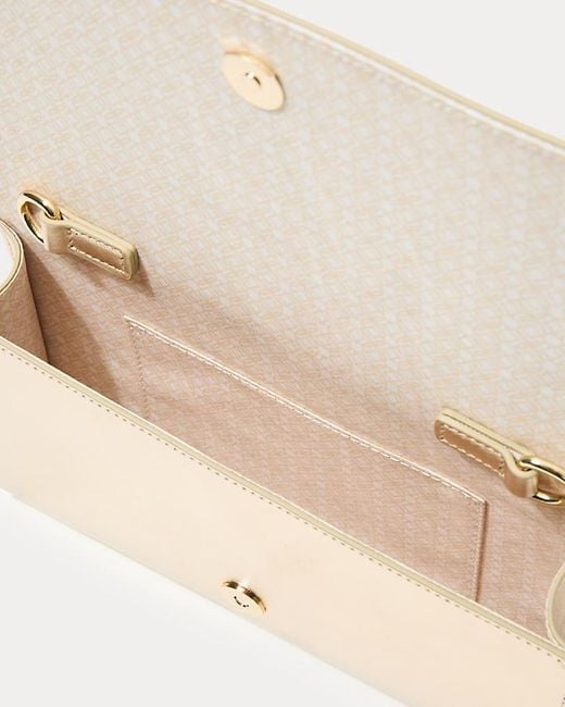 Lilly Pulitzer Brit Leather Logo Clutch in Natural | Lyst