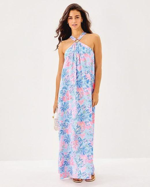 Lilly Pulitzer Clairabel Silk Maxi Dress in Blue | Lyst
