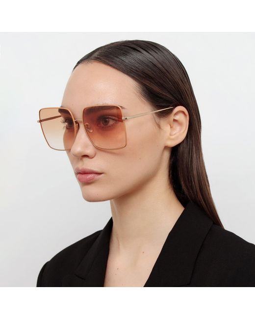 Linda Farrow Hina Square Sunglasses in Brown | Lyst