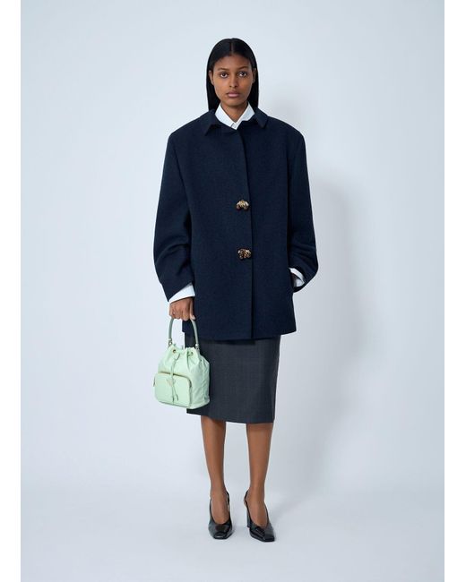 Prada Wool Shetland Blazer in Blue | Lyst UK
