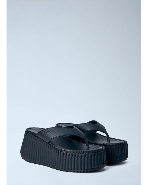 Chloé Chloé Nama Wedge Sandals in Blue | Lyst Australia