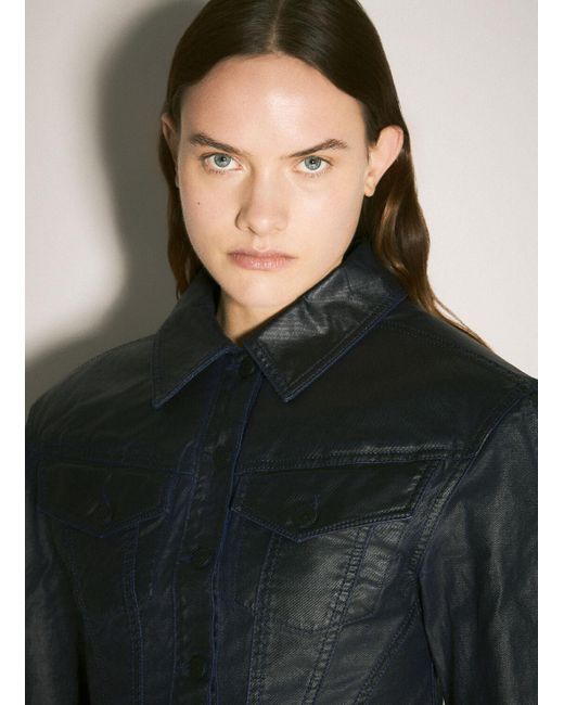 Mugler Waxed Denim Jacket in Gray | Lyst