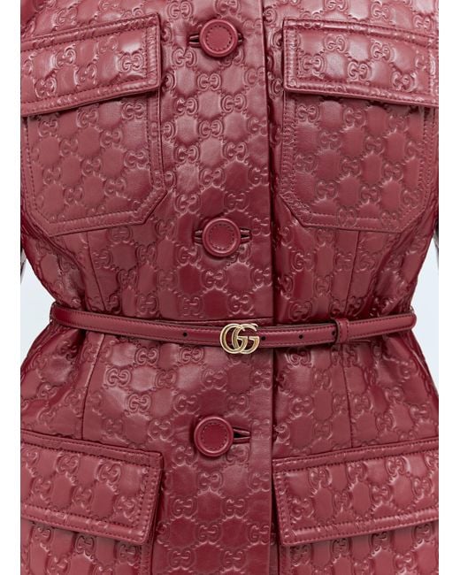 Gucci Interlocking G Leather Jacket in Red | Lyst UK