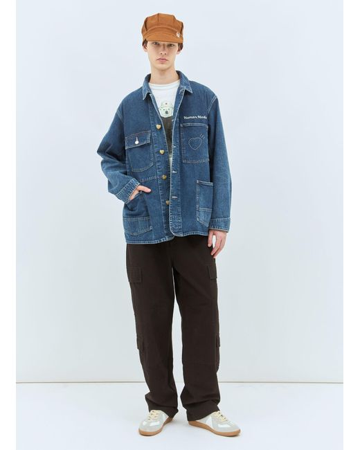 Human Made Logo Embroidery Denim Jacket in Blue for Men | Lyst Canada
