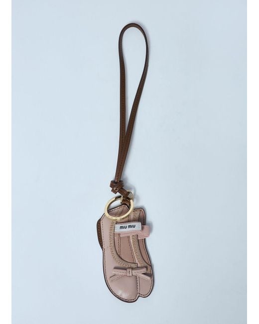 Miu Miu Miu Ballet Leather Keychain in Blue | Lyst