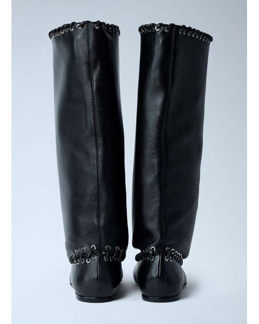 August Barron Level Flat Boots in Black | Lyst UK