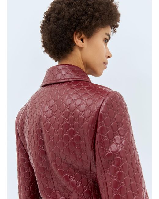 Gucci Interlocking G Leather Jacket in Red | Lyst