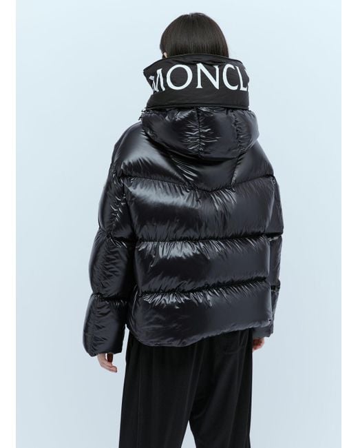 Moncler Hooded Huppe Short Down Jacket in Black | Lyst