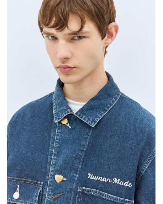 Human Made Logo Embroidery Denim Jacket in Blue for Men | Lyst