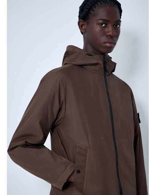 Stone Island Logo Patch Jacket in Brown for Men | Lyst UK