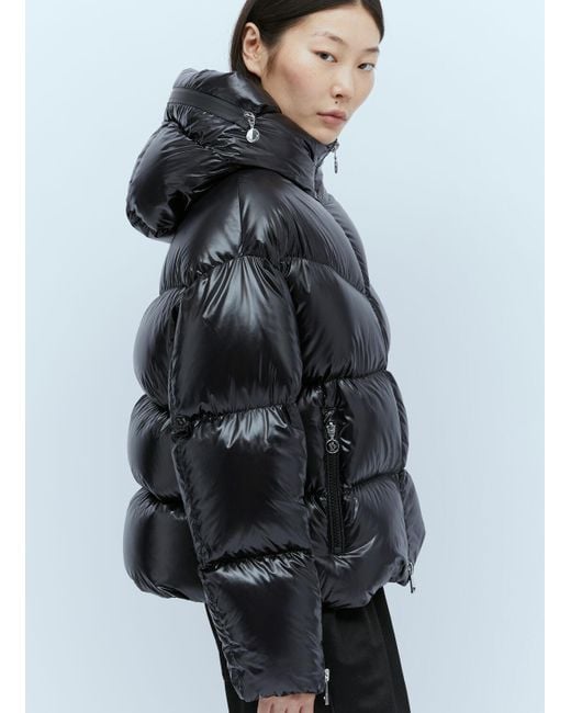 Moncler Hooded Huppe Short Down Jacket in Black | Lyst