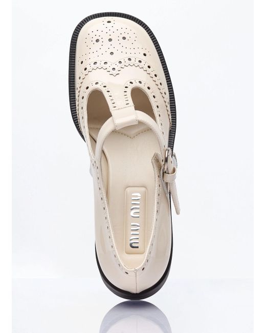 Miu Miu Patent Leather Mary Jane Shoes in White | Lyst