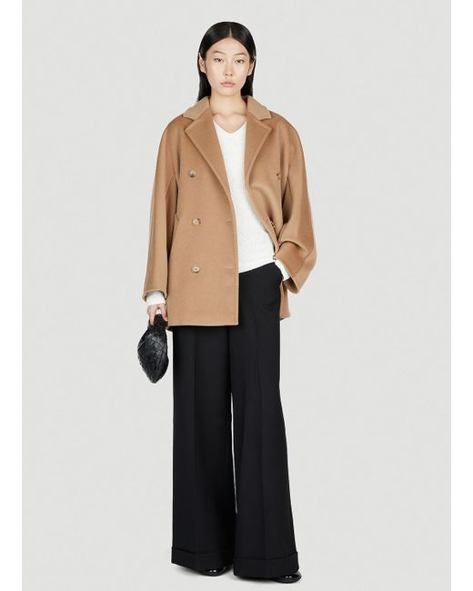 Max Mara Short 101801 Icon Coat in Natural | Lyst