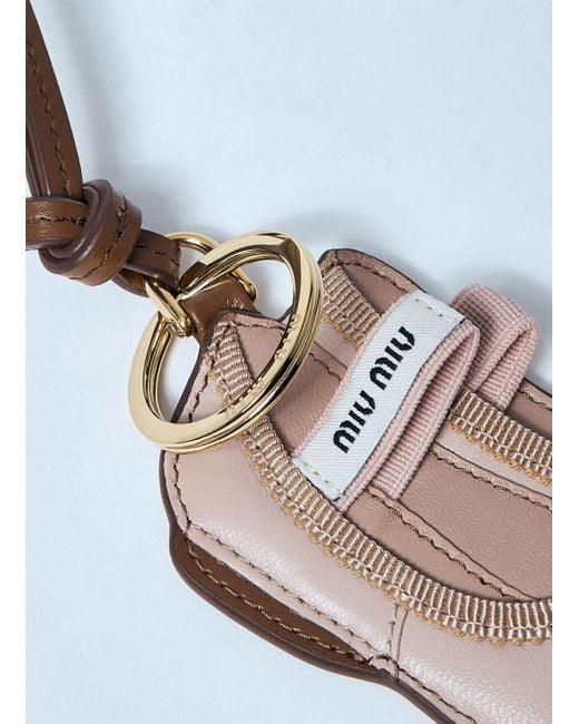 Miu Miu Miu Ballet Leather Keychain in Blue | Lyst