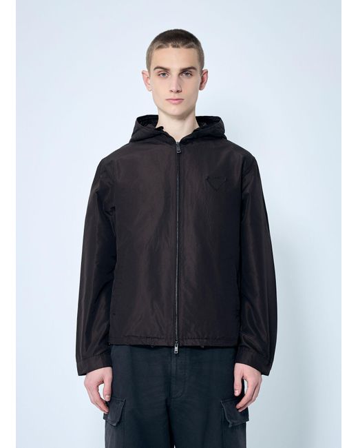 Prada Silk Hooded Jacket in Blue for Men | Lyst UK
