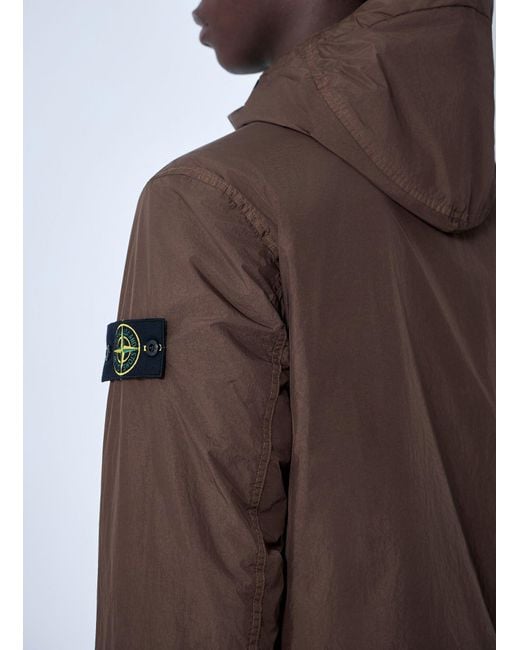 Stone Island Logo Patch Jacket in Brown for Men | Lyst UK