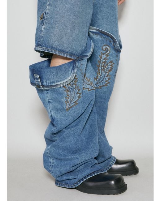 Y. Project Evergreen Maxi Cowboy Cuff Denim Jeans in Blue for Men | Lyst