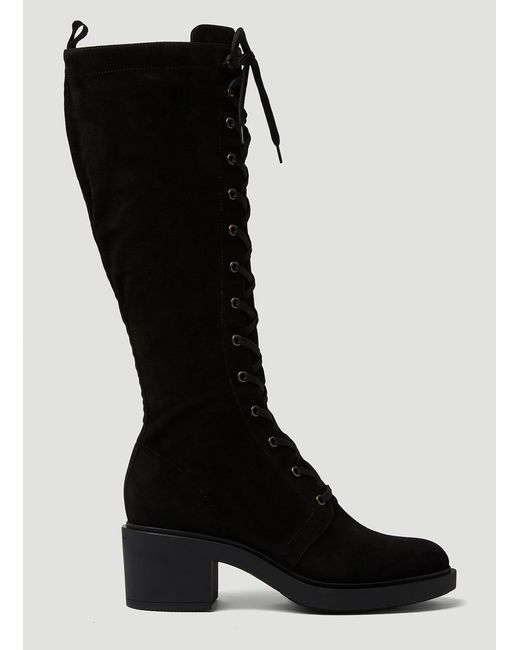 Gianvito Rossi Leather Foster Lace Up Boots In Black Lyst