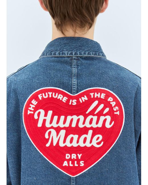 Human Made Logo Embroidery Denim Jacket in Blue for Men | Lyst