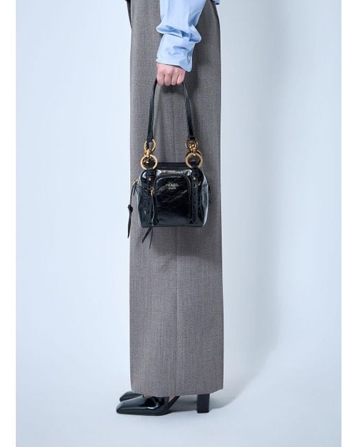 Prada Mini Dangle Leather Handbag in Blue | Lyst