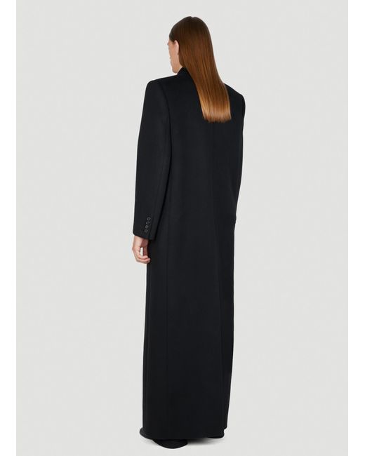 Saint Laurent Extra Long Wool Coat in Black for Men | Lyst