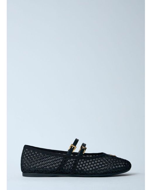 Prada Mesh Ballerina Flats in White | Lyst