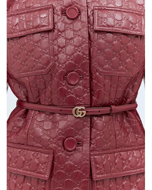 Gucci Interlocking G Leather Jacket in Red | Lyst