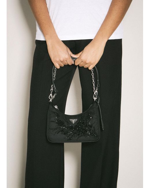Prada Mini Re-Edition Shoulder Bag in Green | Lyst
